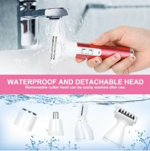 Womens Rechargeable Electric Razor - 5 Interchangeable Heads - Water ...