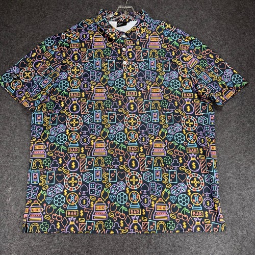 Sunday Swagger 2XL Casino Print Button Up Short Sleeve Polo Shirt | eBay