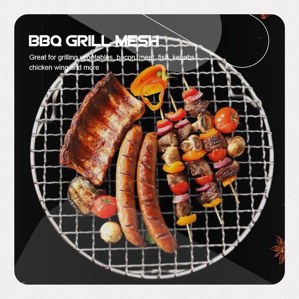 Non Stick Stainless Steel Round BBQ Grill Mesh 18cm Barbecue Accessory ...