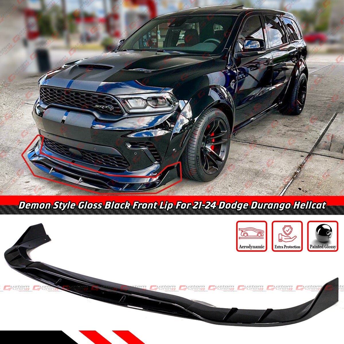 For 21-24 Dodge Durango SRT Hellcat Gloss Blk Demon Double Deck Front ...