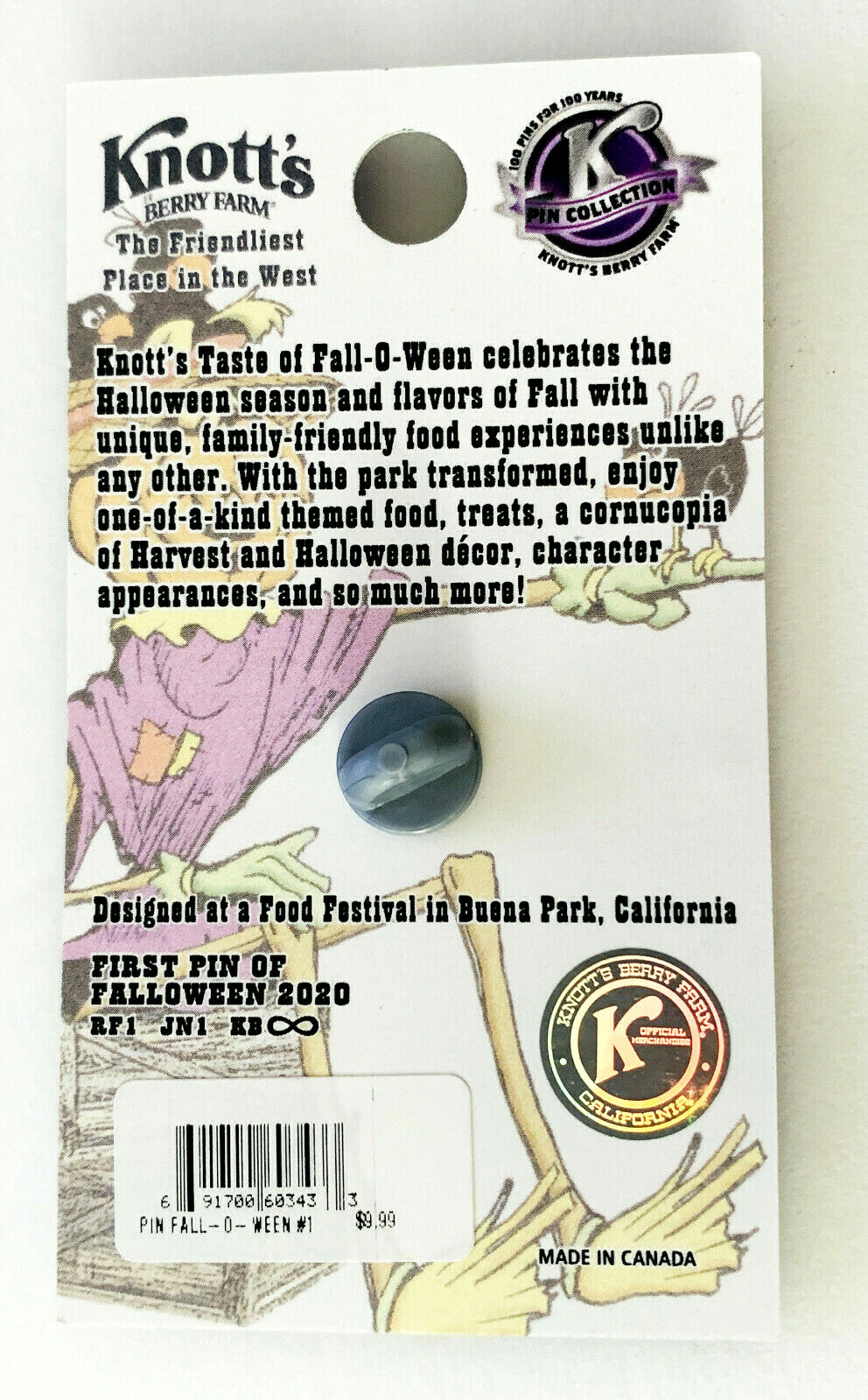 Knotts Berry Farm Halloween Fall O Ween Tasting Event Pin 2020 SPIDER ...