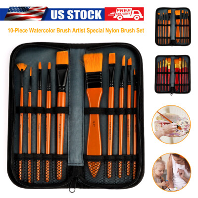 10Pcs Artist Paint Brushes Set Art Acrylic Oil Watercolour Painting ...