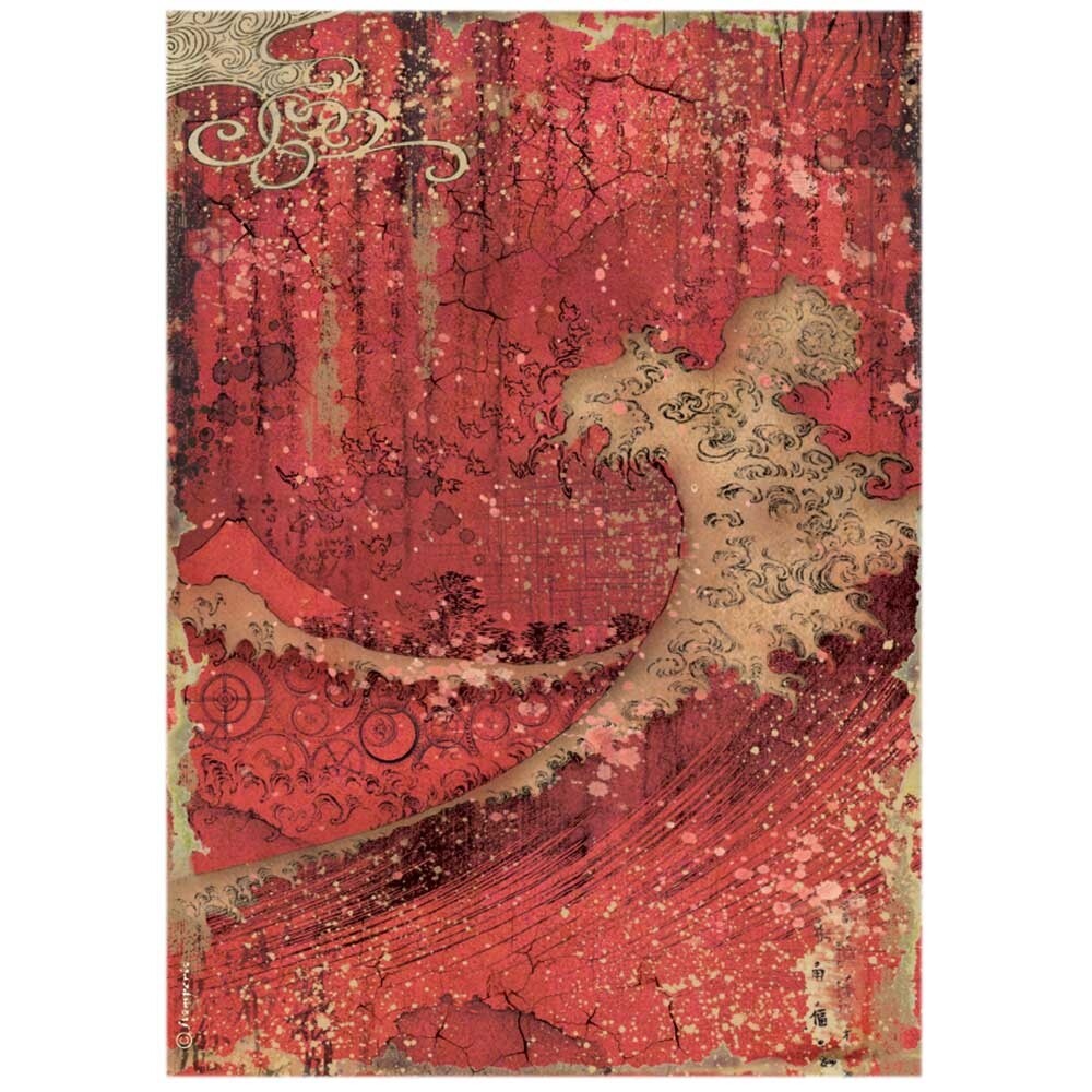 Stamperia Rice Paper Sheet A4-Red Texture, Sir Vagabond In Japan ...