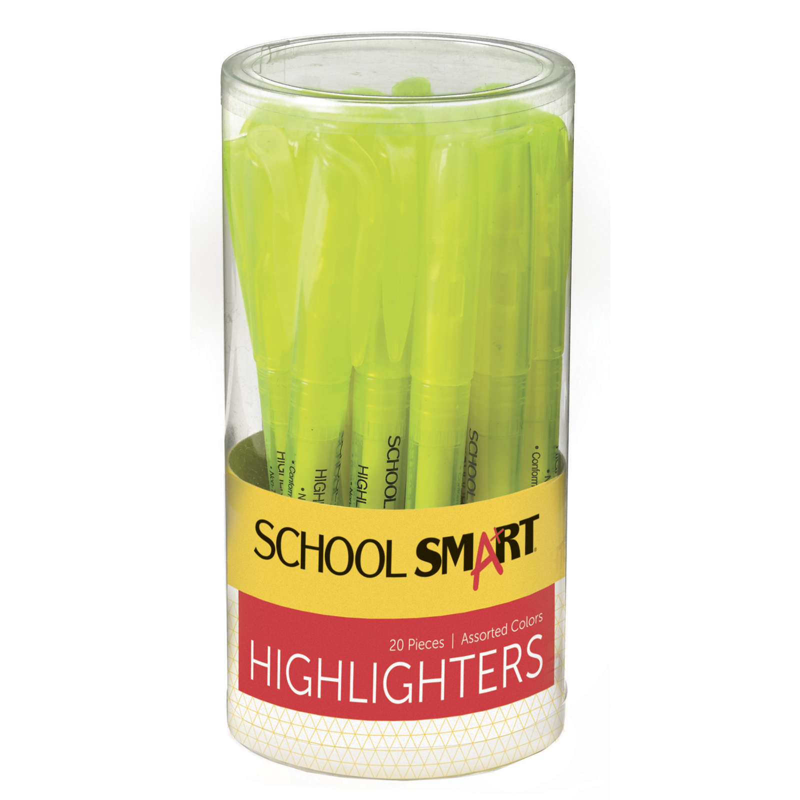School Smart Pen Style Highlighters, Chisel Tip, Yellow, Pack of 20 | eBay