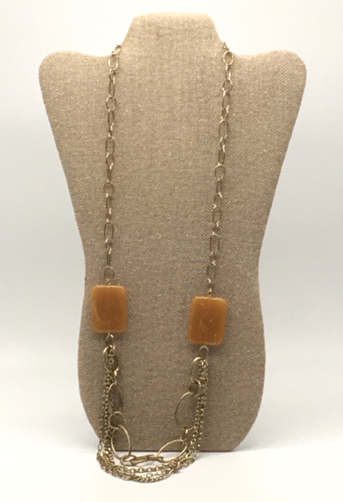 Vintage Avon Gold Tone Multistrand Chain Rectangle Am… - Gem