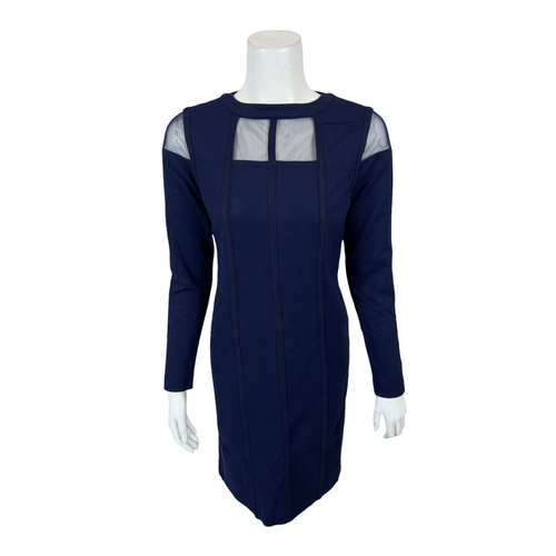 Lisa Rinna Collection Women's Ponte Dress w/ Sheer Neck Detail Navy ...