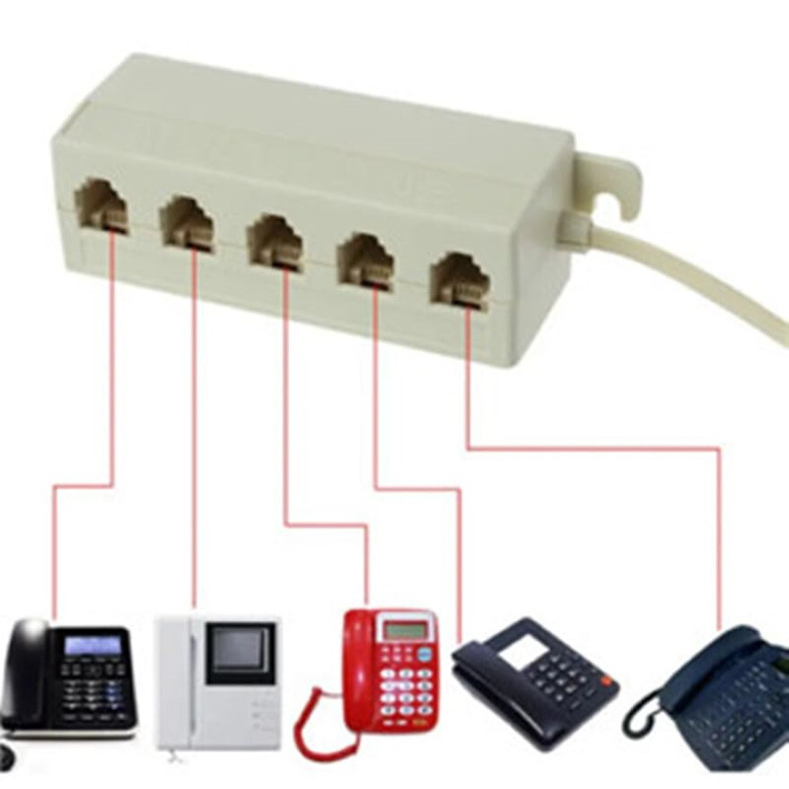 Home Telephone 5-Way Modular Outlet Landline Jack Cable Cord Wire ...