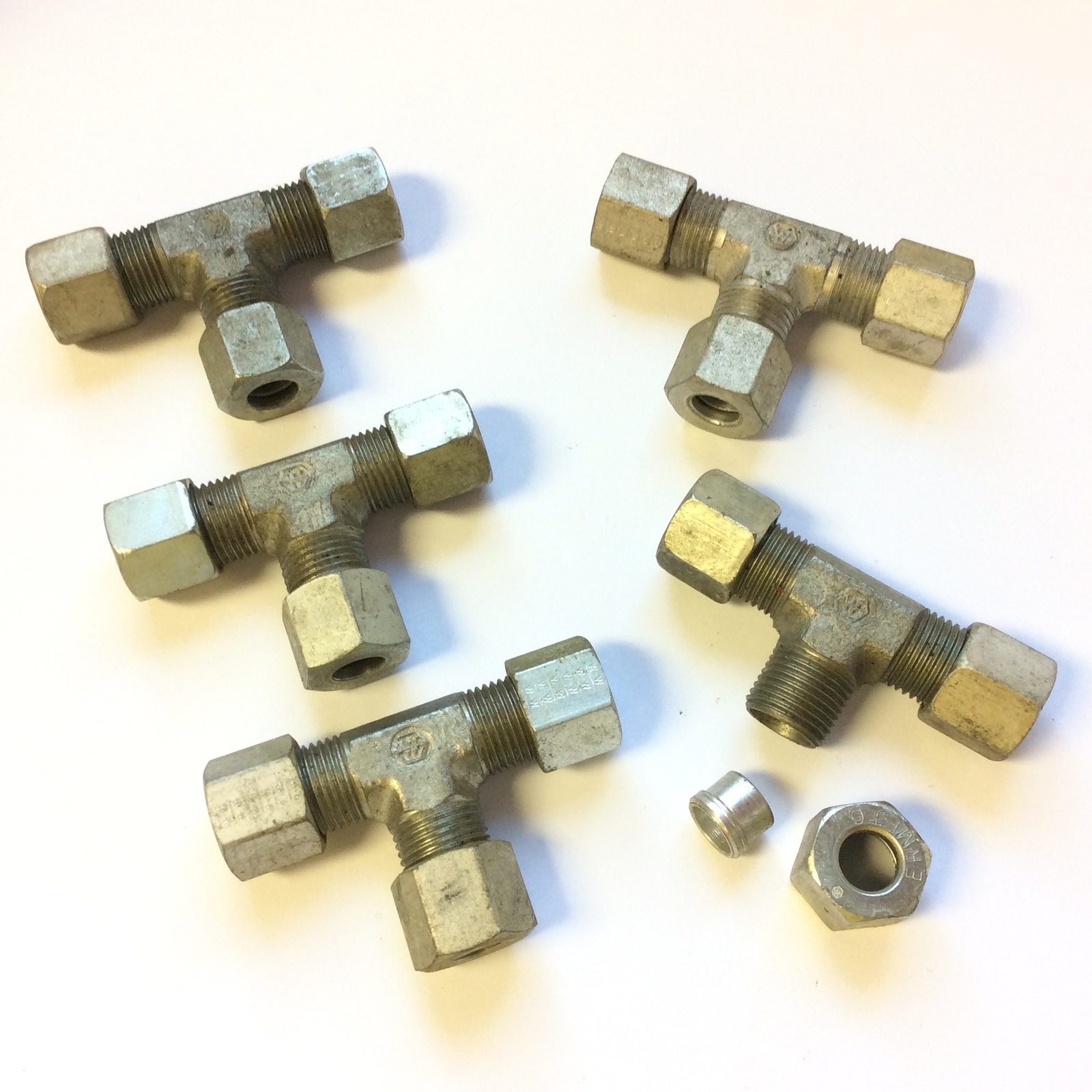 Lot of 5 Weatherhead Ermeto 1/4" Tube Flareless Compression Union Tee ...