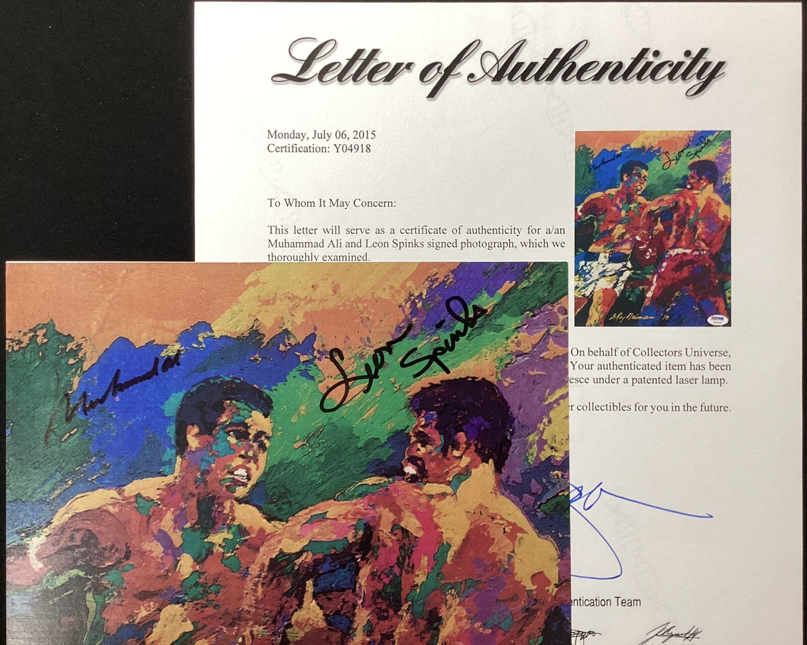 Muhammad Ali Signed Photo 8x10 Boxing HOF Leon Spinks Autograph Neiman ...