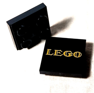 New LEGO Tile Inverted Black GOLD Lettering Bubble Turn a 2x2 Brick ...