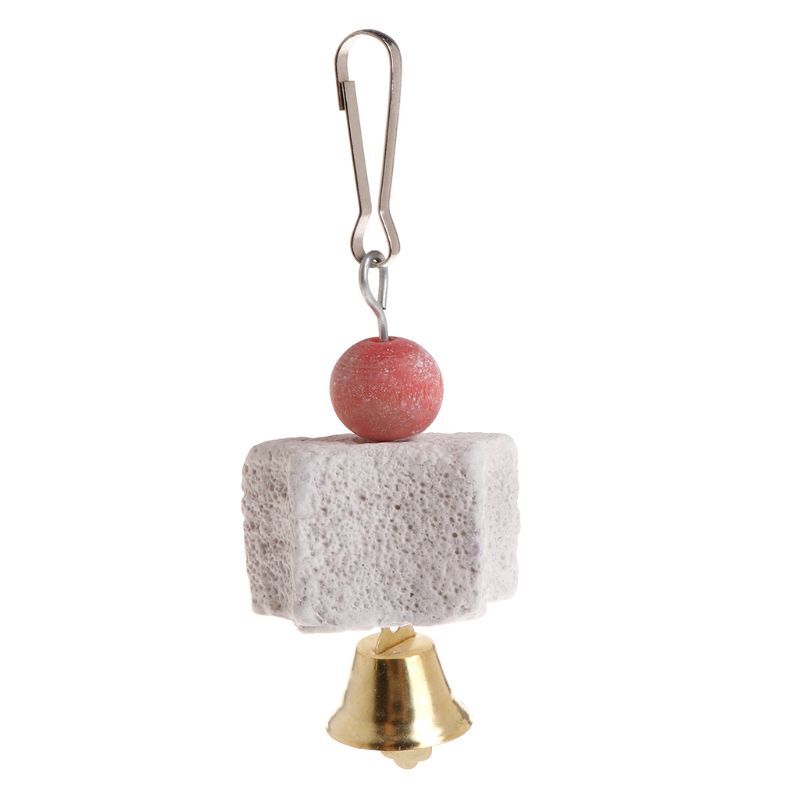 Parrot Calcium Stone Grinding Teeth Mineral Rock Chewing Toy with Bell ...