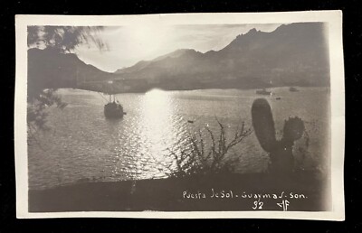 GUAYMAS SONORA MEXICO PUESTA JESOL SUNSET CACTUS BOATS 1950s RPPC | eBay