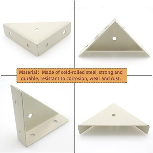 4pcs Beige Bed Corner Braces Right Angle Bracket 66mm x 66mm Metal ...