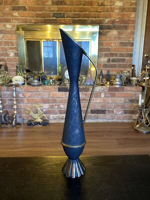 Vintage MCM Israel Jewish Judaica Brass Pitcher Ewer Etched Woman ...