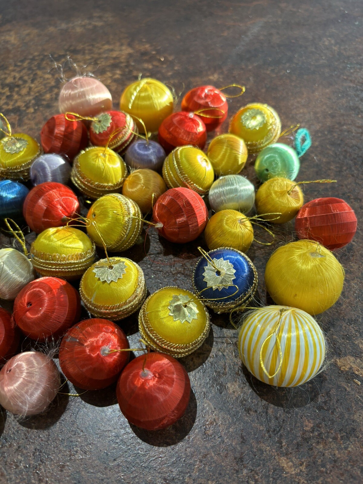 45x Small Vintage Satin Thread Christmas Tree Decorations Baubles | eBay UK