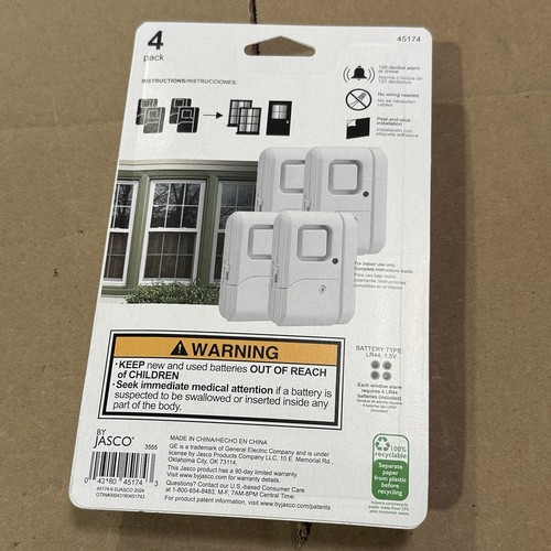 Pack of 4 GE Audible Window Door Alarm - Chimes When Door Opens 45174 ...
