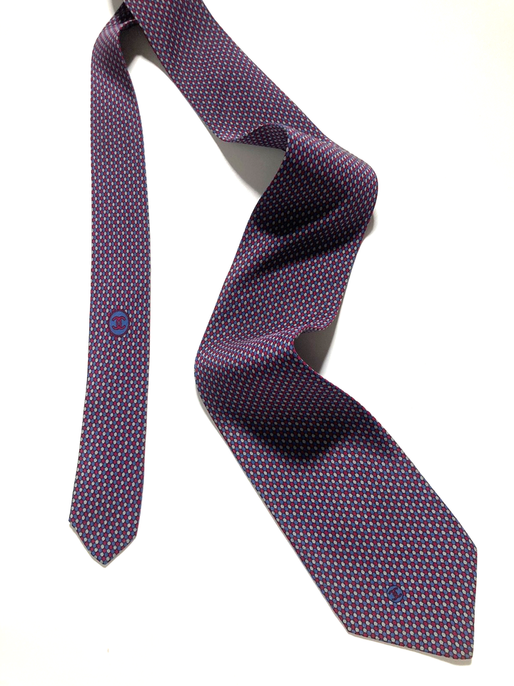 CHANEL VINTAGE CIRCLES OVALS TRICOLOR TIE CC LOGO COCO DOTS HIGH END ...