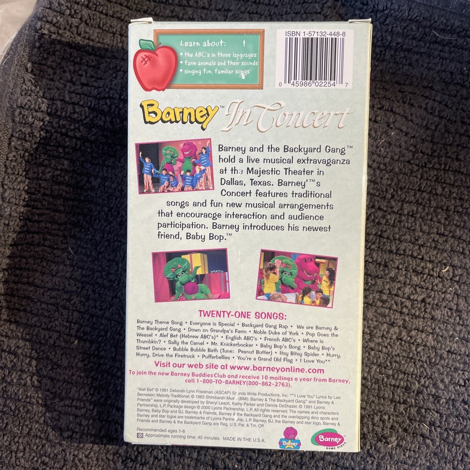 Barney - Barney in Concert (VHS, 2000, Classic Collection) Tested ...