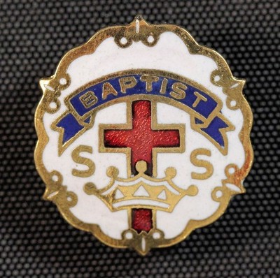 Vintage BAPTIST SS Sunday School White Enamel Pin - Little System by ...