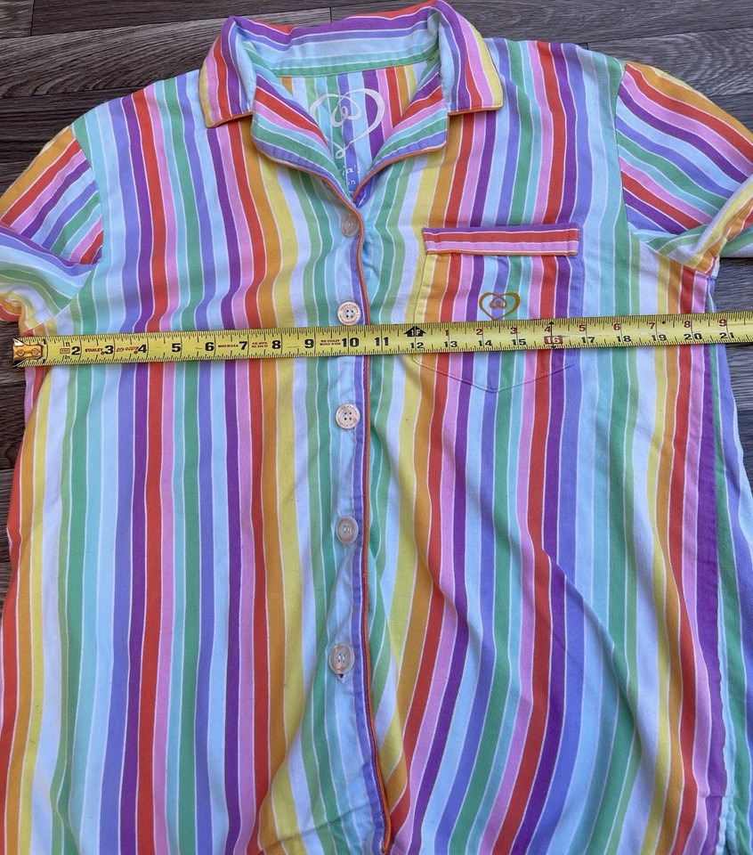 Vintage Victoria's Secret Rainbow Vertical Stripe Button Up Sleep Shirt ...