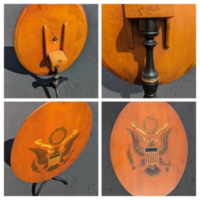 (c. 1976) L. Hitchcock (CT, USA) Federal Style Eagle Stenciled Tilt-Top ...