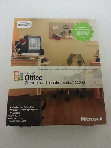 Microsoft Office 2003 Student and Teacher for 3 PC Word Excel Outlook ...