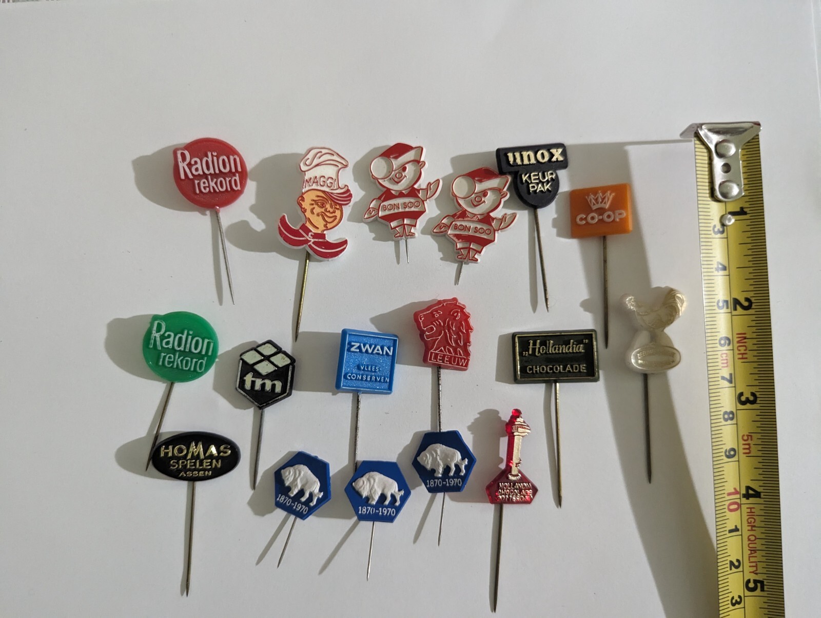 Vintage Lot of 17 Advertising Stick Pins Plastic BON SOO LEEUW ZWAN ...