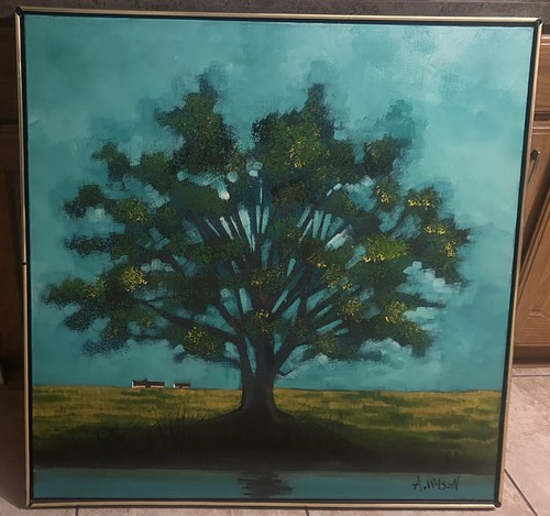 Large Antique Original Signed A Wilson Oil Painting 37x37 Framed Mid ...