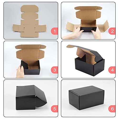25 Pack 6x4x3 Shipping Boxes for Small Business Black Packaging ...