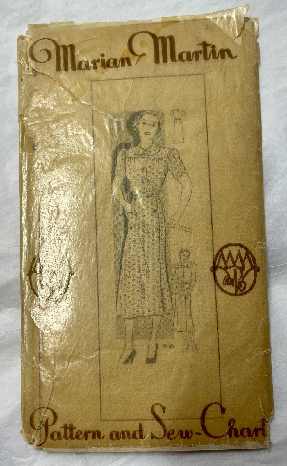 RARE Original 1930s NOS Shirt Dress Marian Martin 9118 # ...