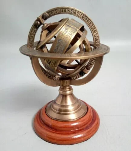 8"Astrolabe Rotating Sphere Antique Brass Armillary Engrave Globe ...