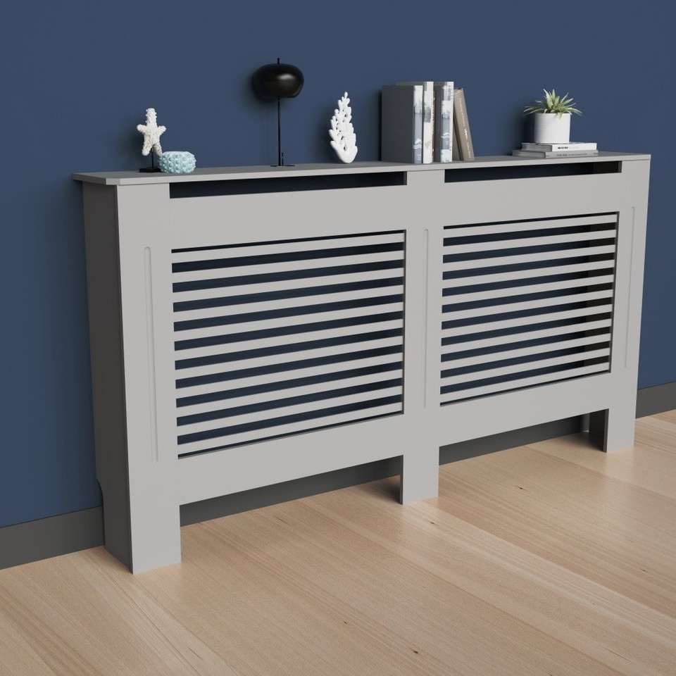 Modern Slatted Radiator Cover Heating Cabinet Solid Mdf White Extra ...