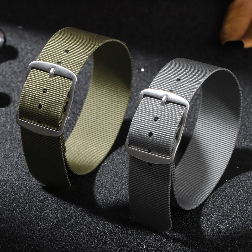 20mm Thin Horizontal Stripes Nylon Watch Band Strap Braid Ballistic ...