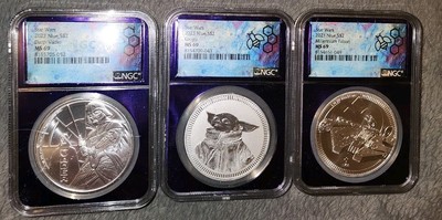 Star Wars - Darth Vader; Grogu; Millennium Falcon 3 Coins, 1 oz/ea .999 ...