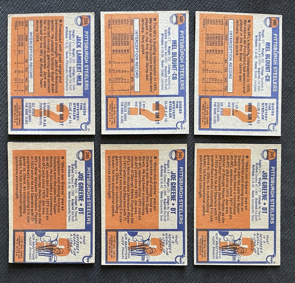 1976 Topps Football Lot (11) Steelers- Franco Harris, Joe Greene ...