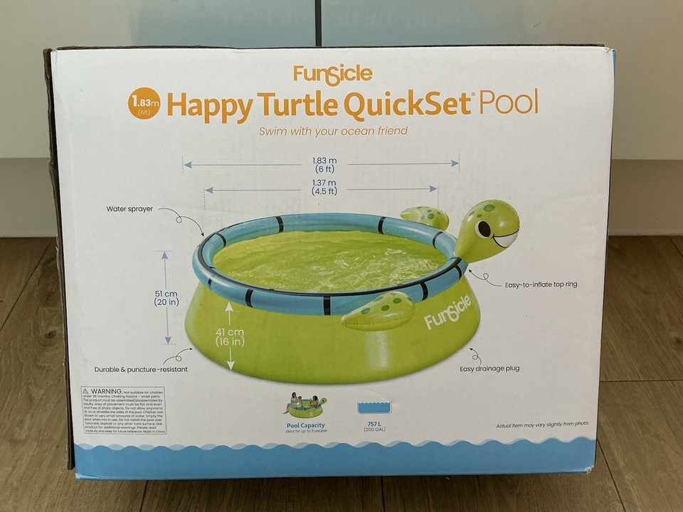 Funsicle Happy Turtle Quick Set Kids Outdoor Paddling Pool - BRAND NEW ...