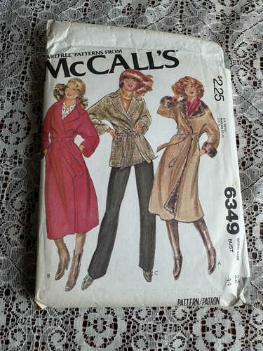 Simplicity Pattern 6349 Wrap Coat Shift Coat Mid Length Womens Miss 22 ...