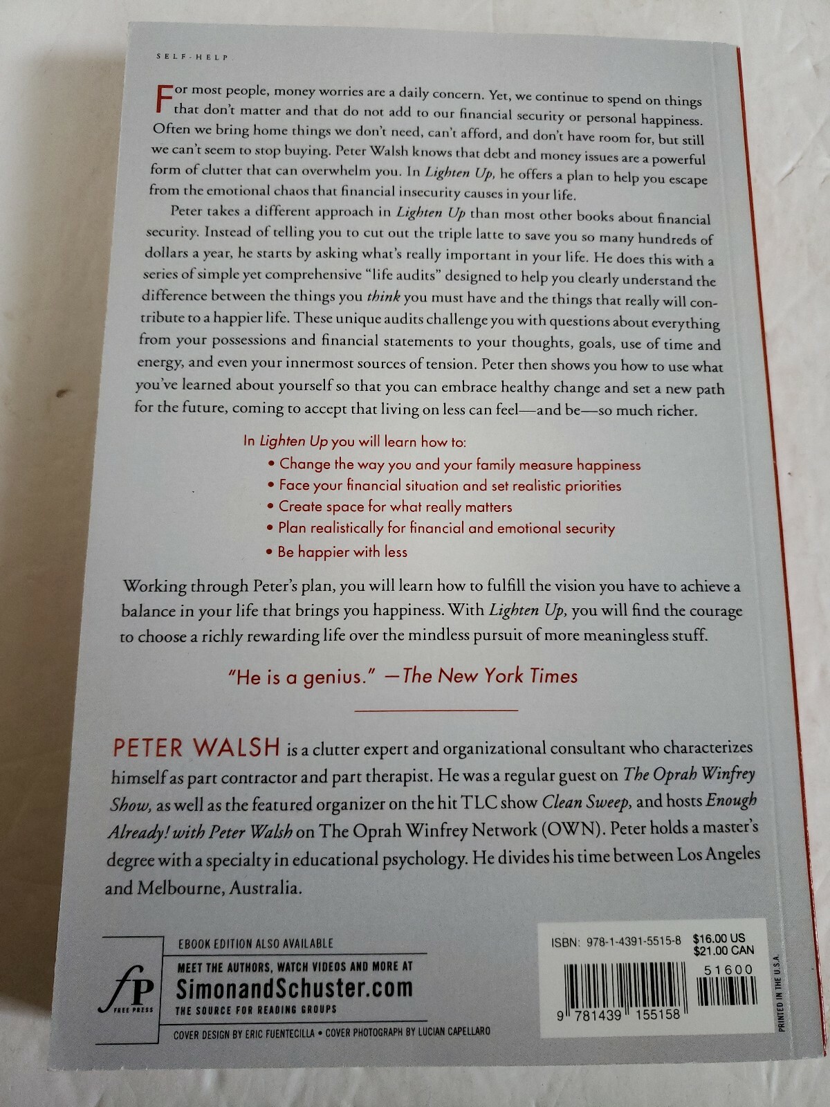 Lot of 2 Peter Walsh Books: Lighten Up and It's All Too Much Workbook ...