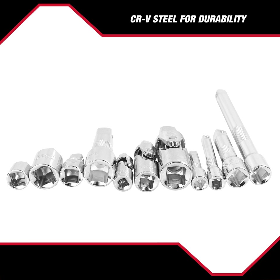 Complete Socket Accessory Set for 1/4-inch, 3/8-inch, 1/2-inch Drives ...