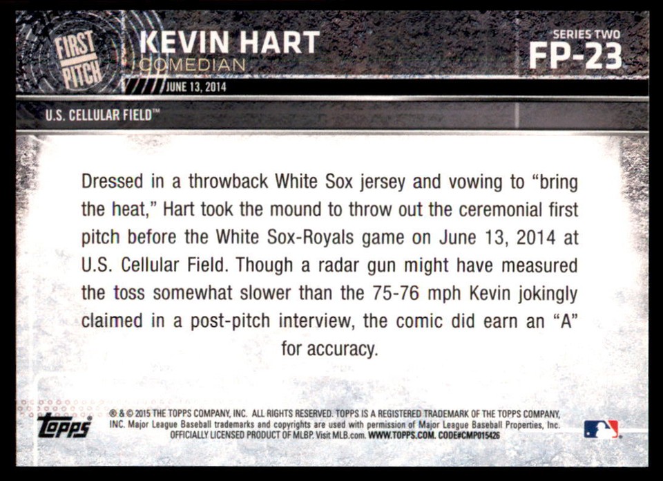2015 Topps First Pitch Kevin Hart Chicago White Sox #FP-23 | eBay
