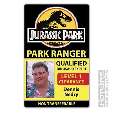 Plastic ID Card (TV & FILM Prop) - Dennis Nedry JURASSIC PARK Dinosaur ...