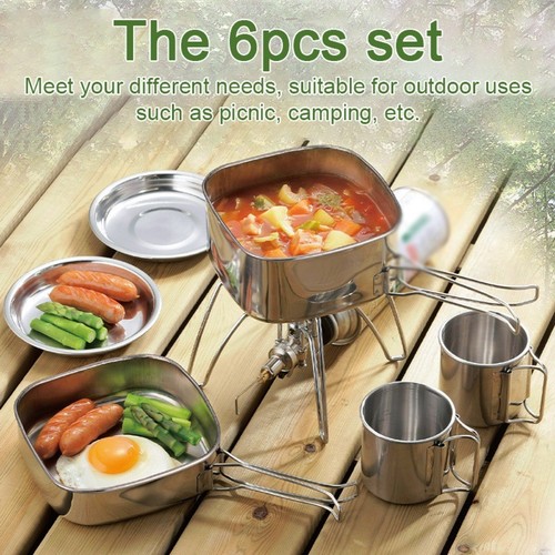 6 Pieces Camping Cookware Set - Lightweight Backpacking Pot and Bowl ...