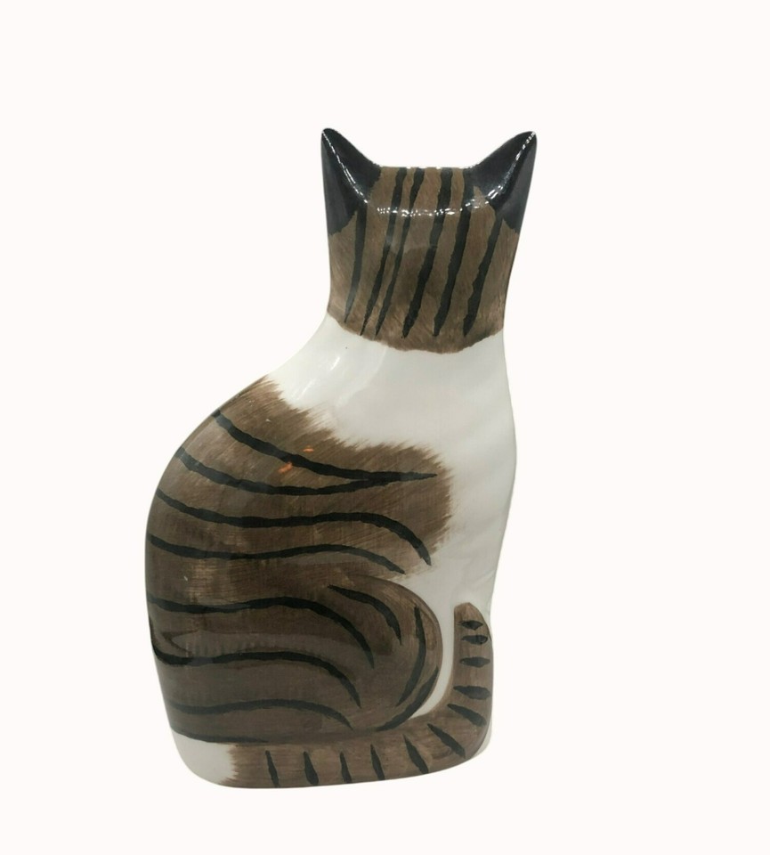 Staffordshire Style Tabby Cat Statue Vtg N.S. Gustin Co. Ceramic Hand ...