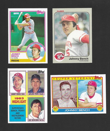 Johnny Bench 4- Card Lot Topps Fleer Cincinnati Reds HOF | eBay