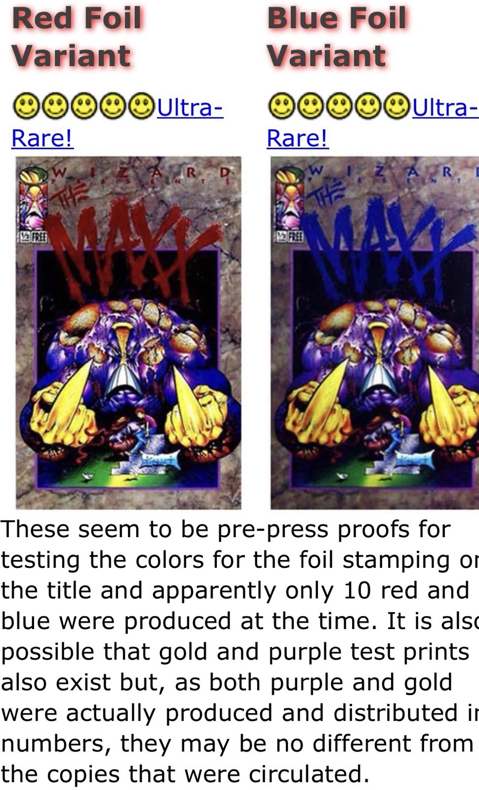 The Maxx 1/2 Wizard Test Printing Blue Foil CGC 9.4 Signed by Sam Kieth ...