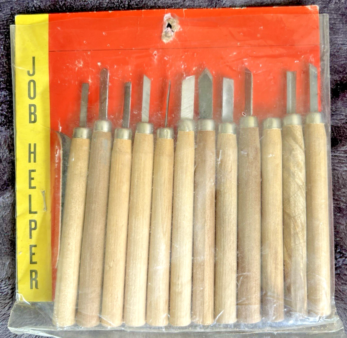 JOB HELPER Wooden Handle WOOD CARVING CHISELS Eleven Tools | eBay