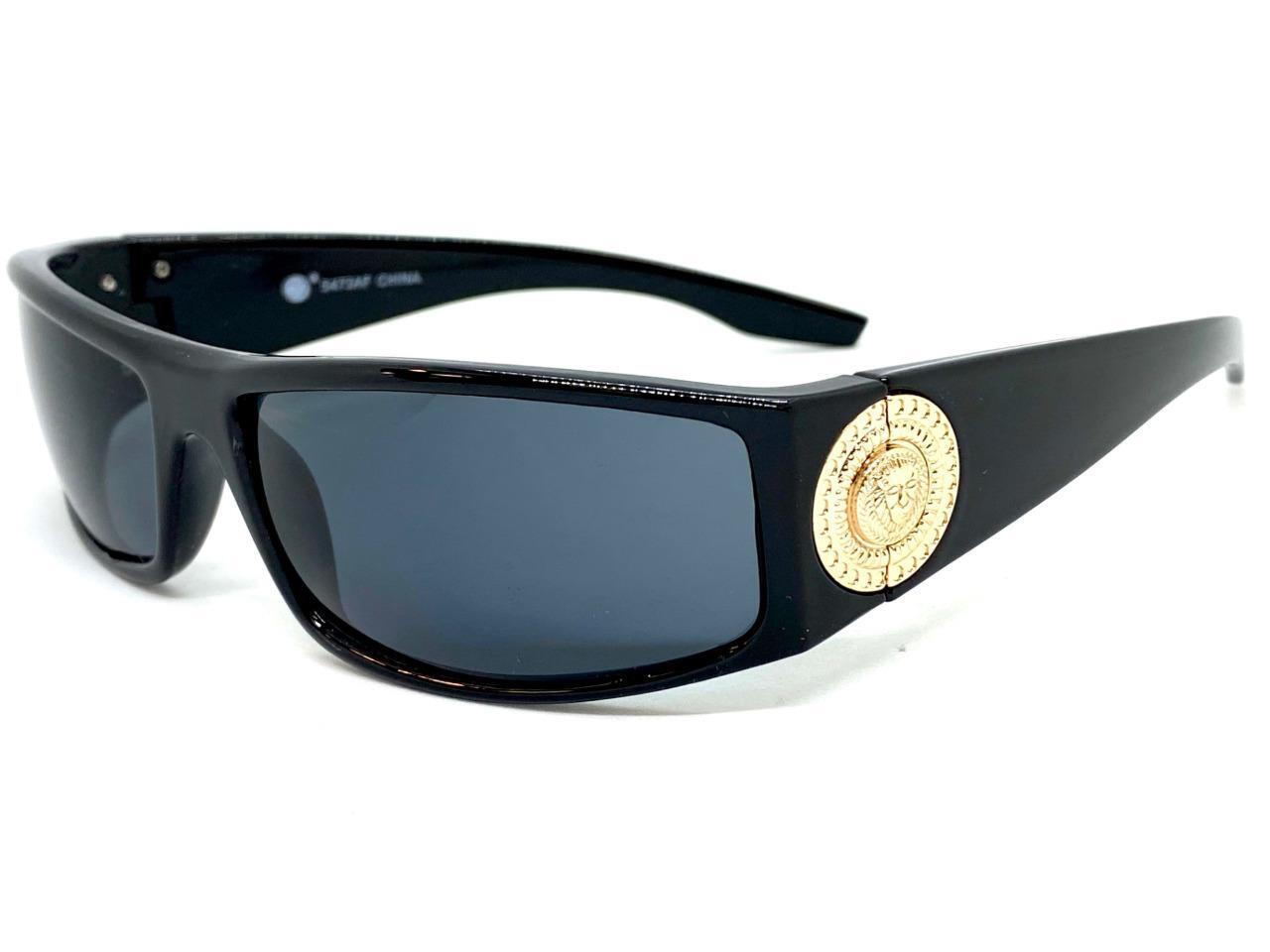 Classic Hip Hop Rapper Gangster SUN GLASSES Black Frame Gold Medallion ...