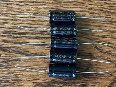 5pc Electrolytic Capacitor Axial BIPOLAR 2000hr 105℃ 150uF 100V 16x31 ...