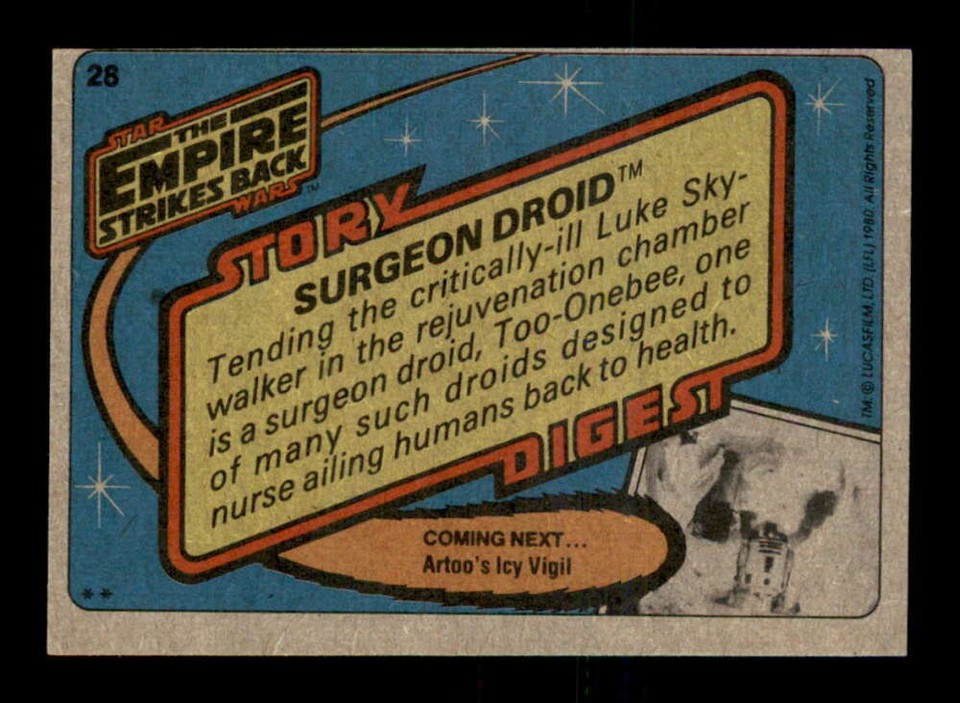 1980 Topps Star Wars Empire Strikes Back #28 Surgeon Droid EXMT/EXMT+ ...