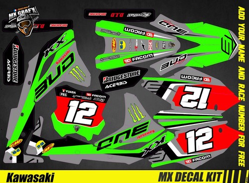 Kit Deco Motorcycle for / MX Decal Kit For Kawasaki Kxf - Grey Bud | eBay
